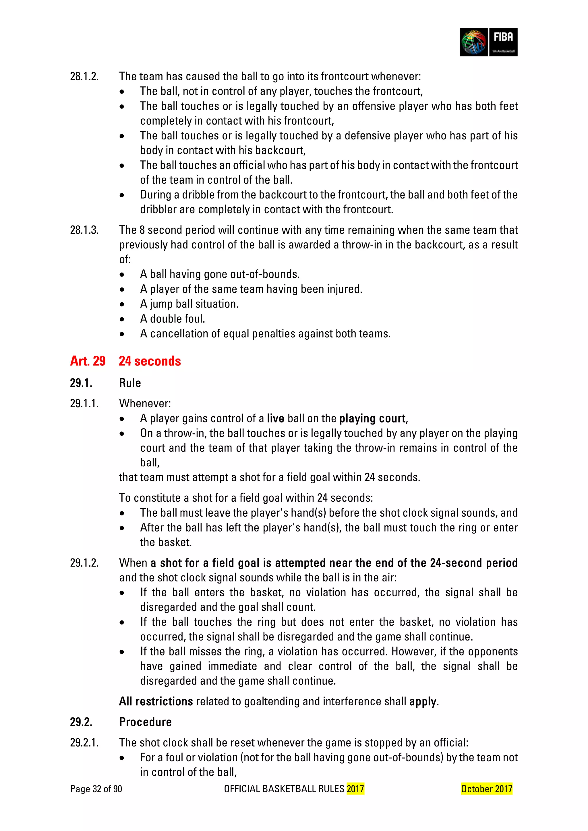 FIBA Official Basketball Rules 2017 | PDF
