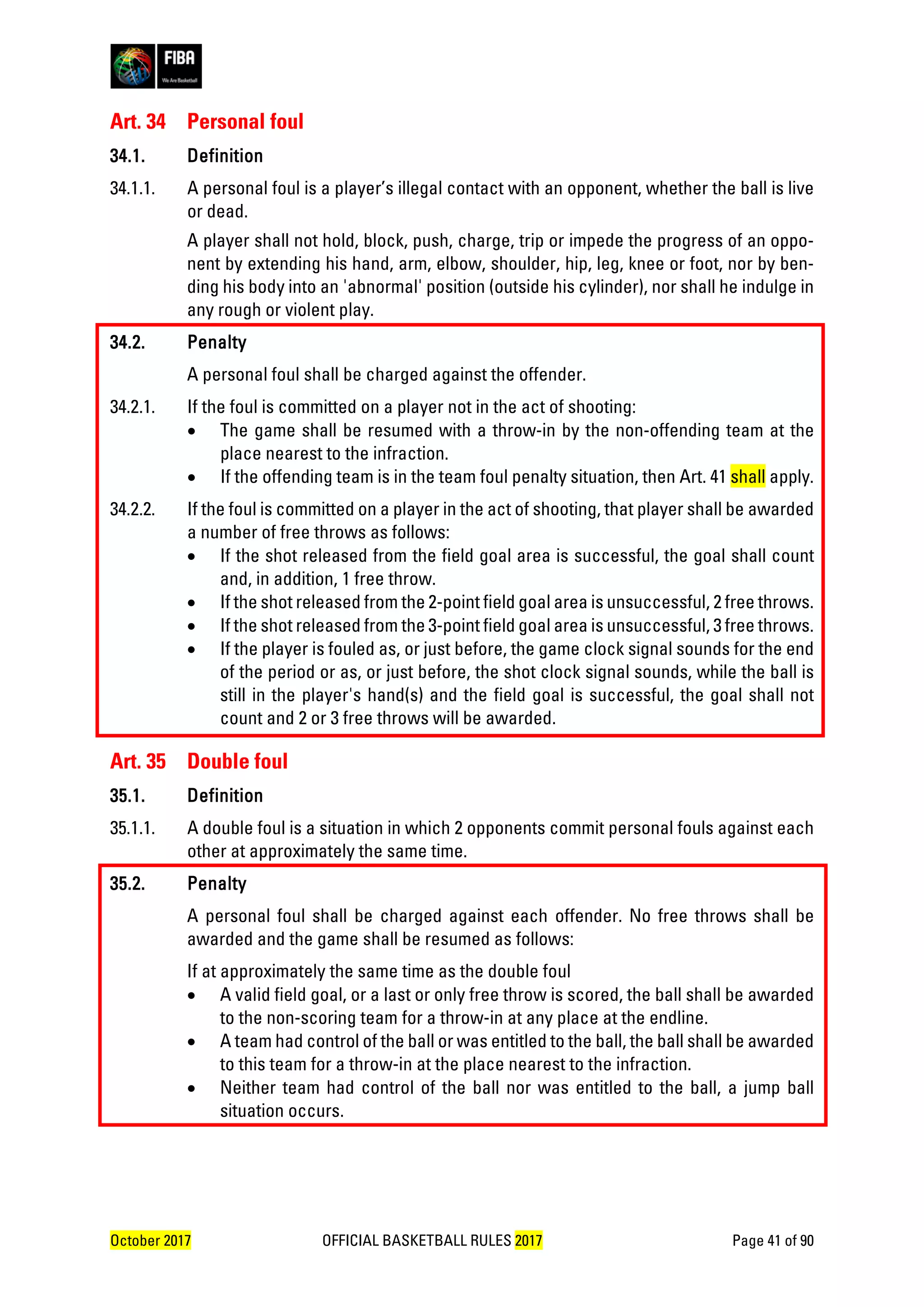 FIBA Official Basketball Rules 2017 | PDF