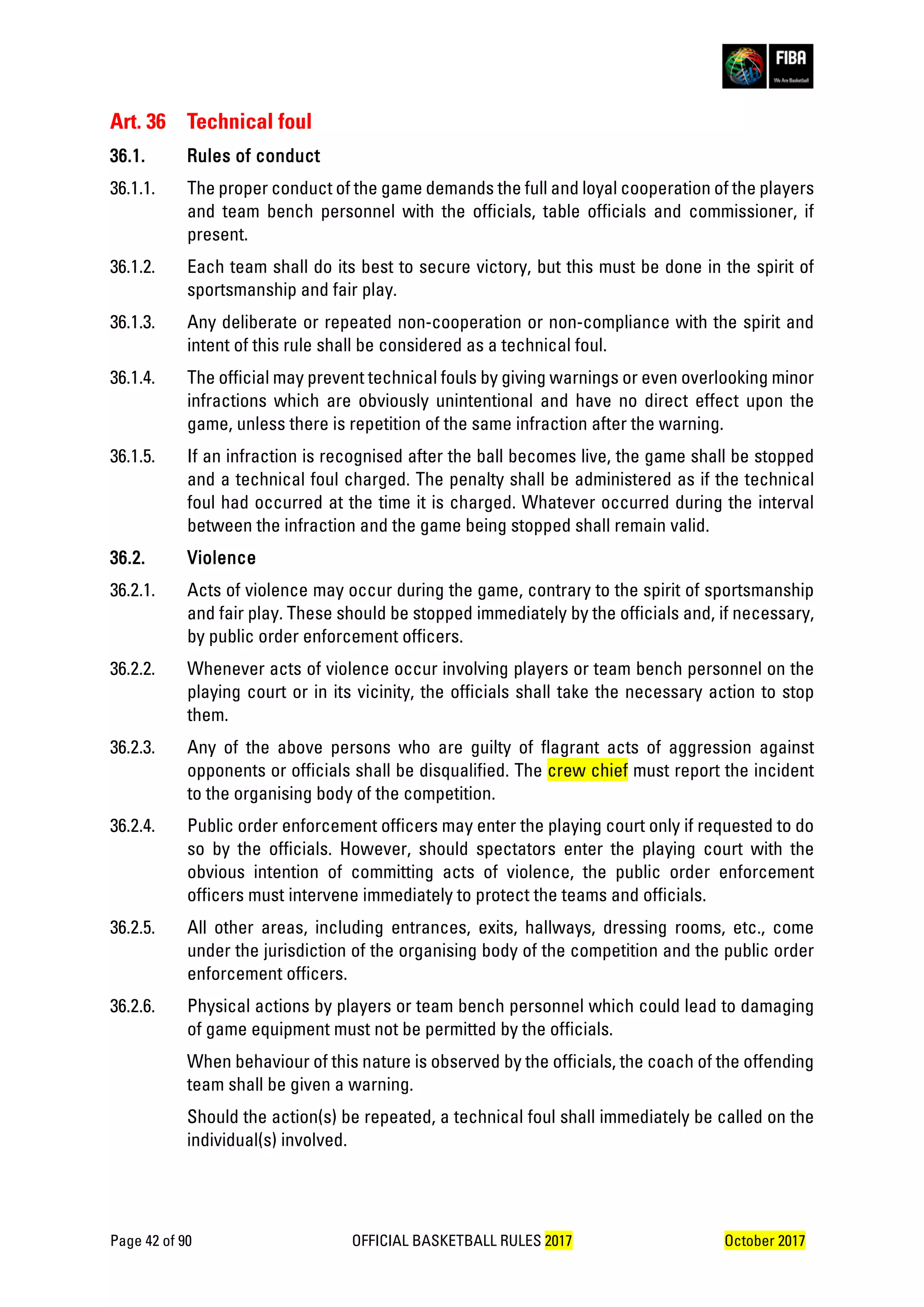 FIBA Official Basketball Rules 2017 | PDF