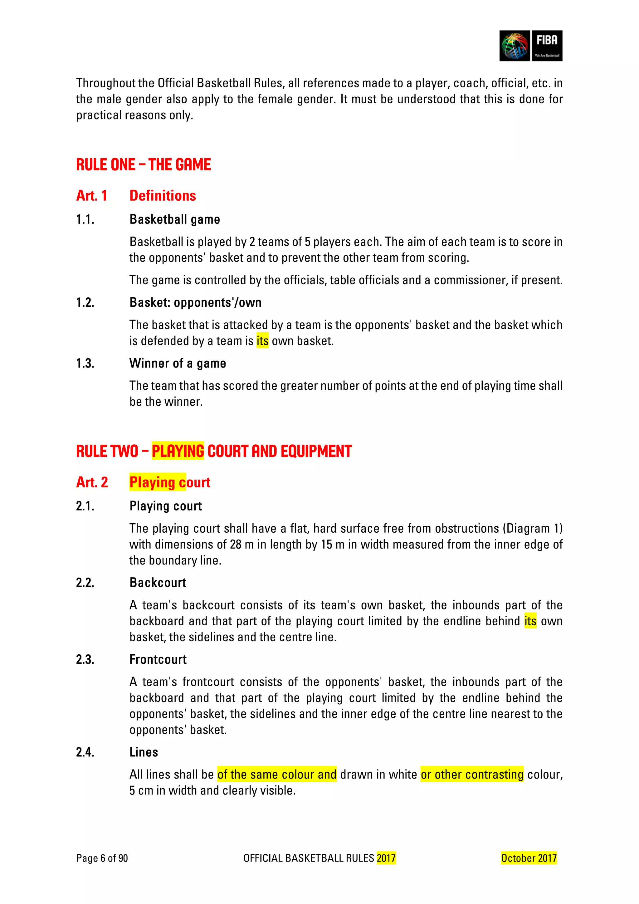 FIBA Official Basketball Rules 2017 | PDF