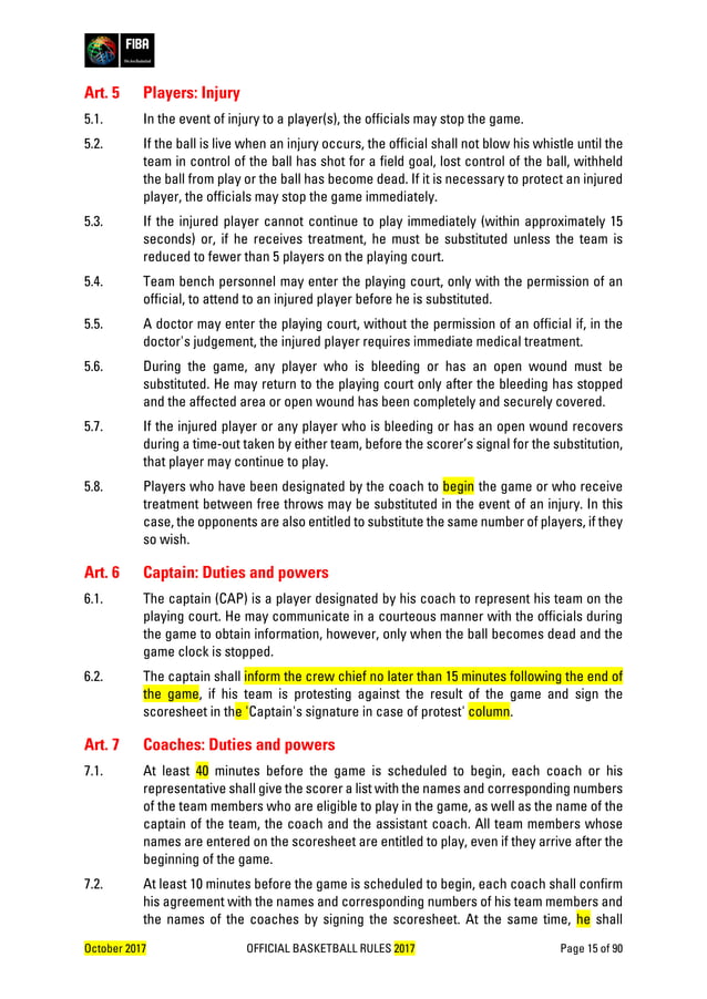 FIBA Official Basketball Rules 2017 | PDF
