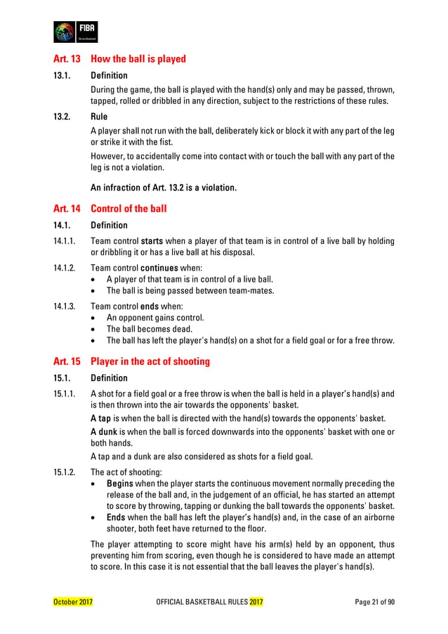 FIBA Official Basketball Rules 2017 | PDF