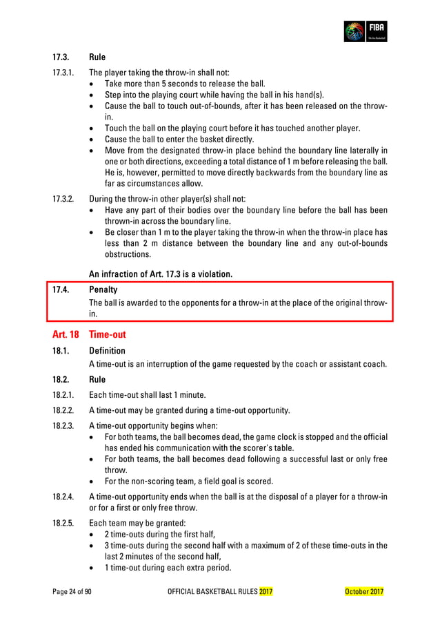 FIBA Official Basketball Rules 2017 | PDF