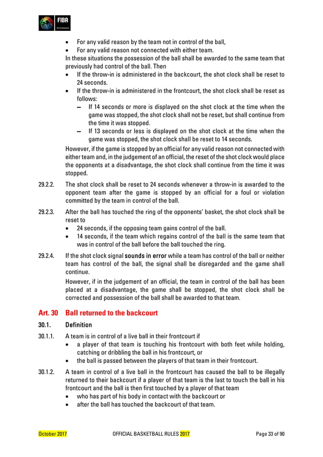 FIBA Official Basketball Rules 2017 | PDF