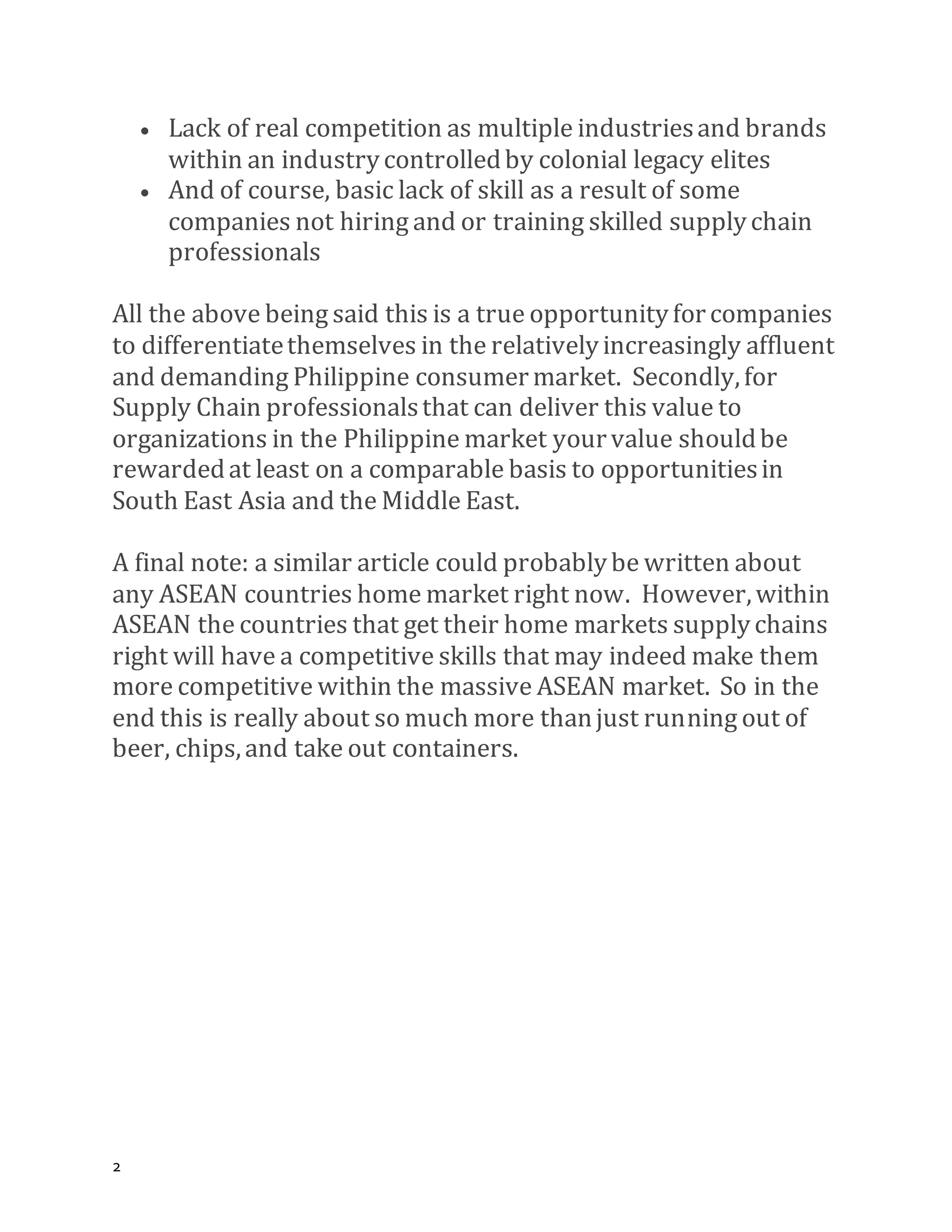 2017 A Rough Supply Chain Start for Major Philippine brands | DOCX ...