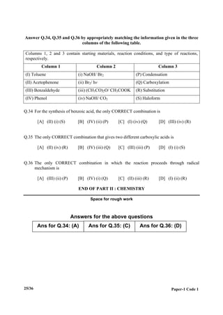 IIT-JEE Advanced 2017 Question Paper 1 | PDF