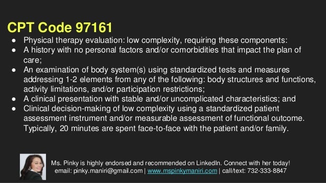 New Physical Therapy Evaluation and Reevaluation CPT Codes | www.mspi…