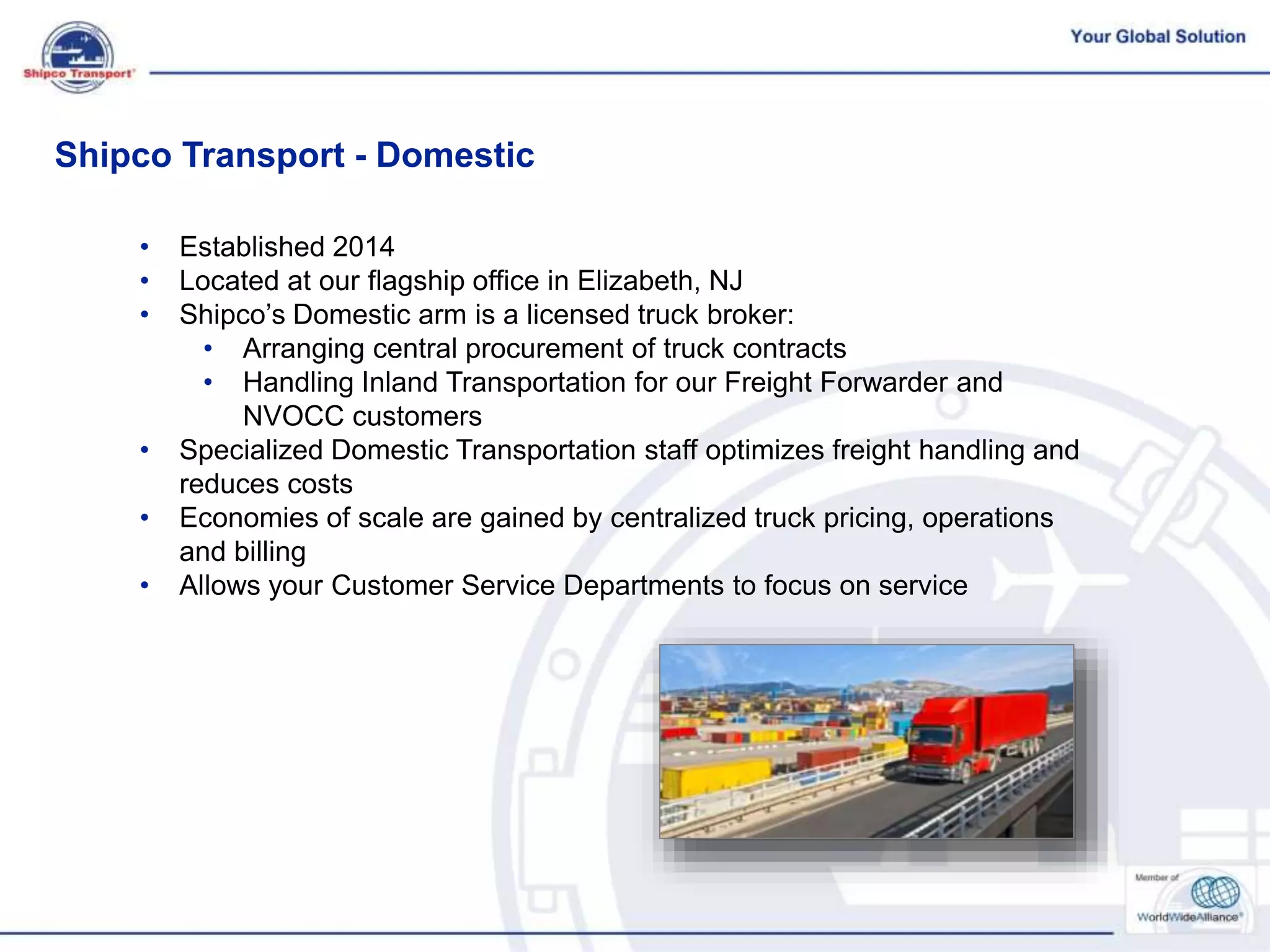 Shipco TMS Domestic - Your best option for LTL Shipments | PPTX