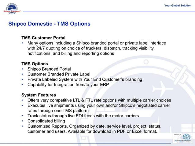 Shipco TMS Domestic - Your best option for LTL Shipments | PPTX