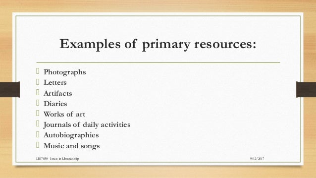 Primary Resources Presentation 2017