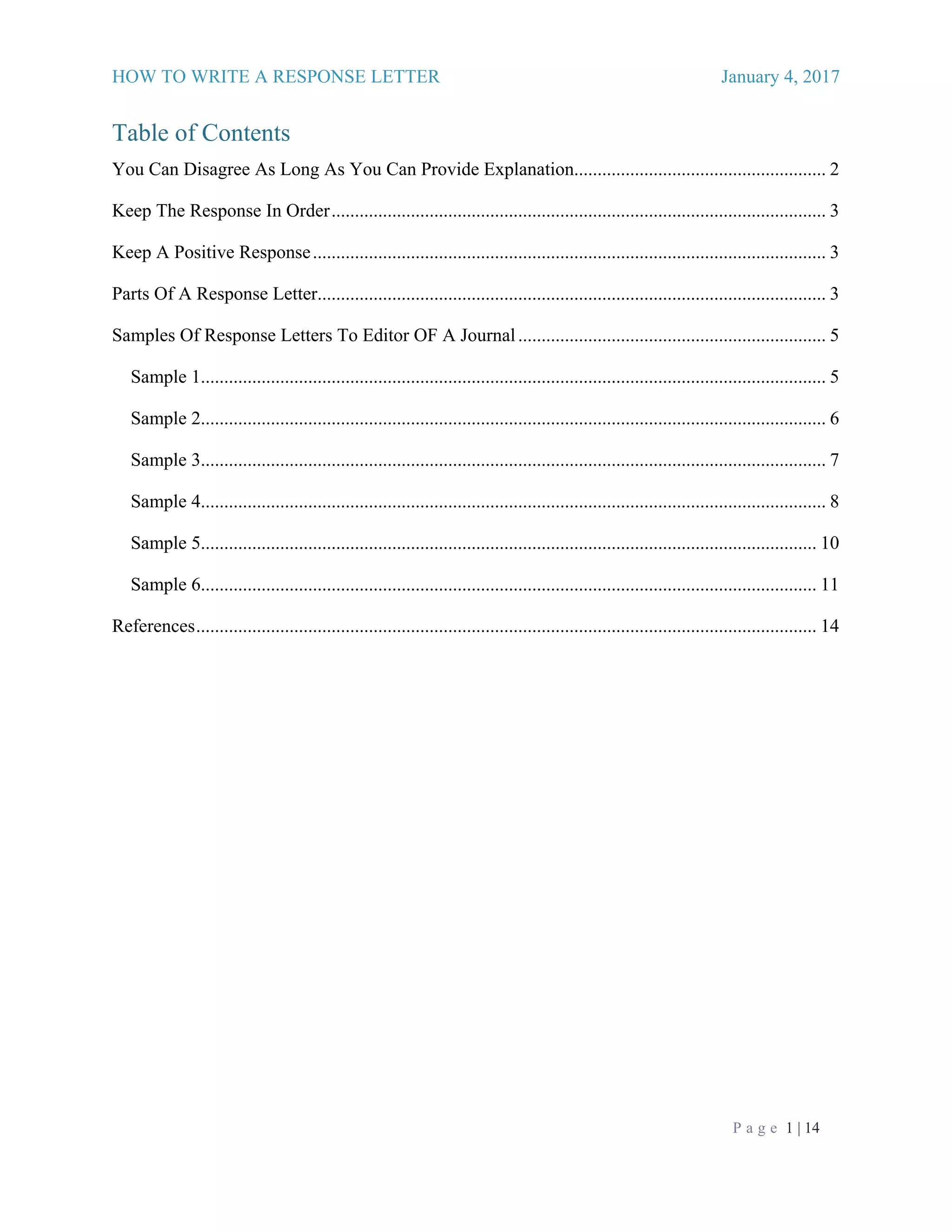 2017 Response Letter to a Journal | PDF