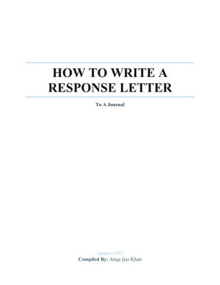 2017 Response Letter to a Journal | PDF