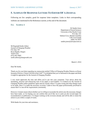 2017 Response Letter to a Journal | PDF