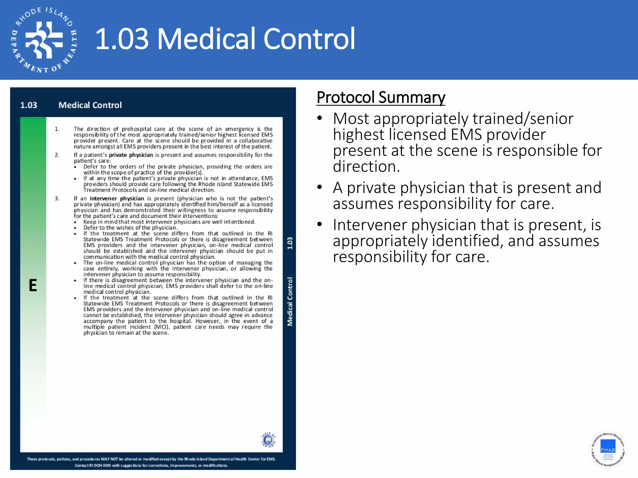 2017 RI Statewide EMS Protocols Education Modules - Section 1 | PPTX