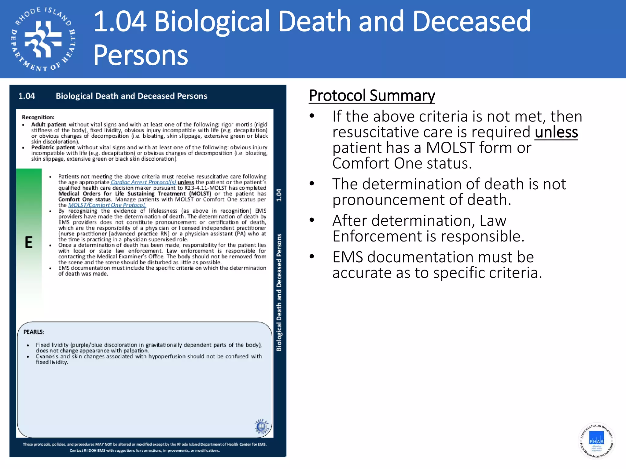 2017 RI Statewide EMS Protocols Education Modules - Section 1 | PPTX