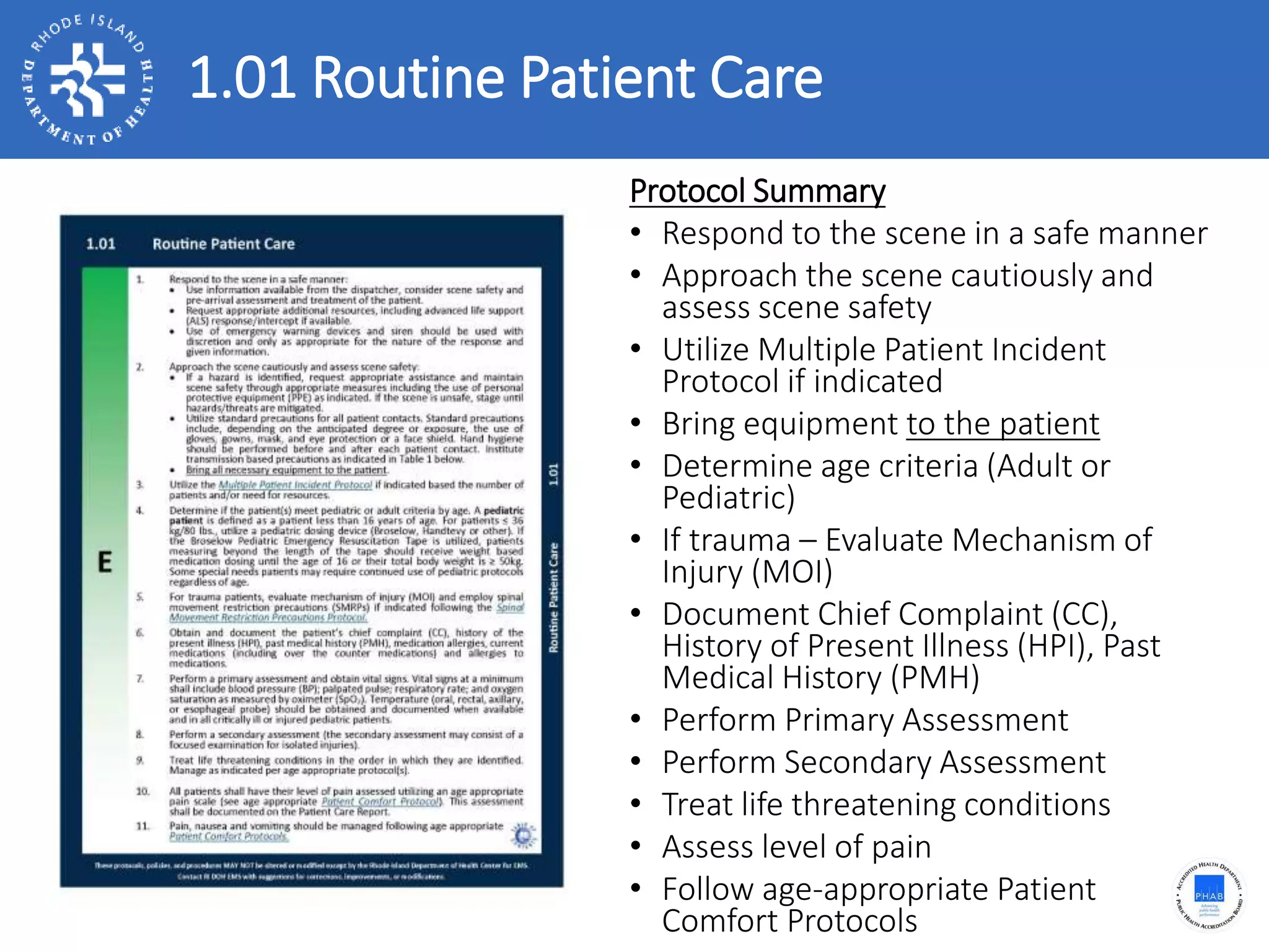 2017 RI Statewide EMS Protocols Education Modules - Section 1 | PPTX