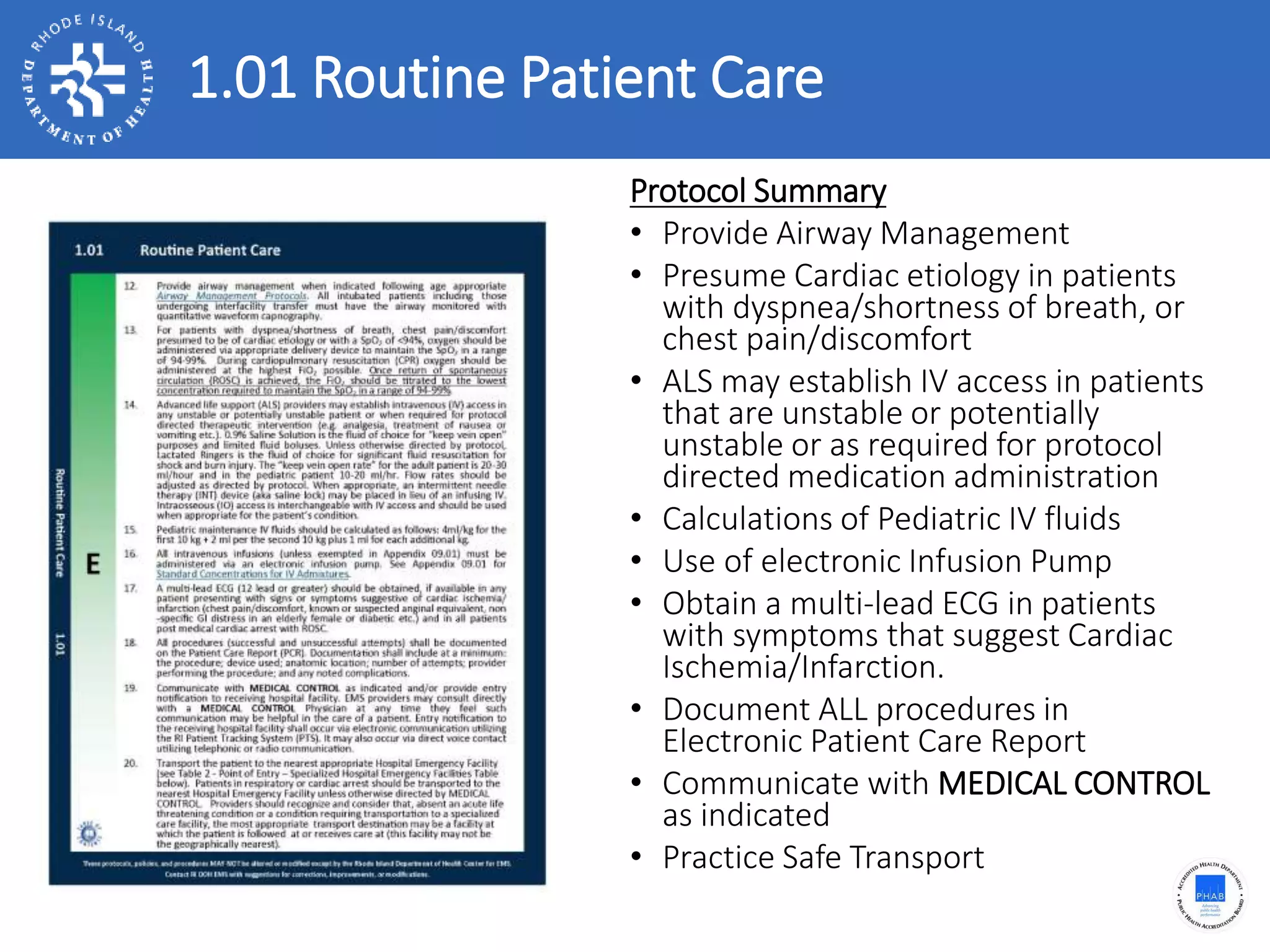 2017 RI Statewide EMS Protocols Education Modules - Section 1 | PPTX