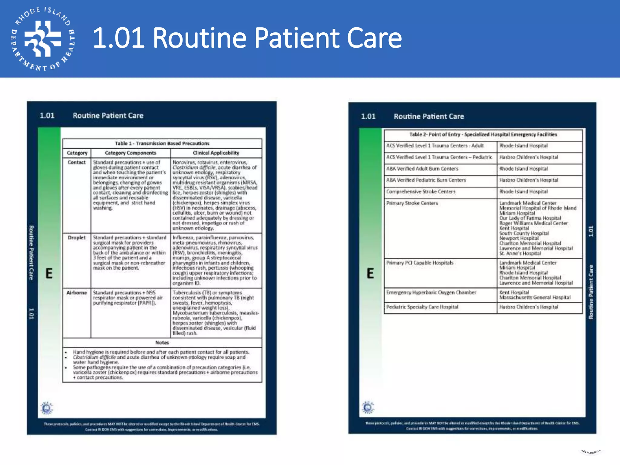 2017 RI Statewide EMS Protocols Education Modules - Section 1 | PPTX
