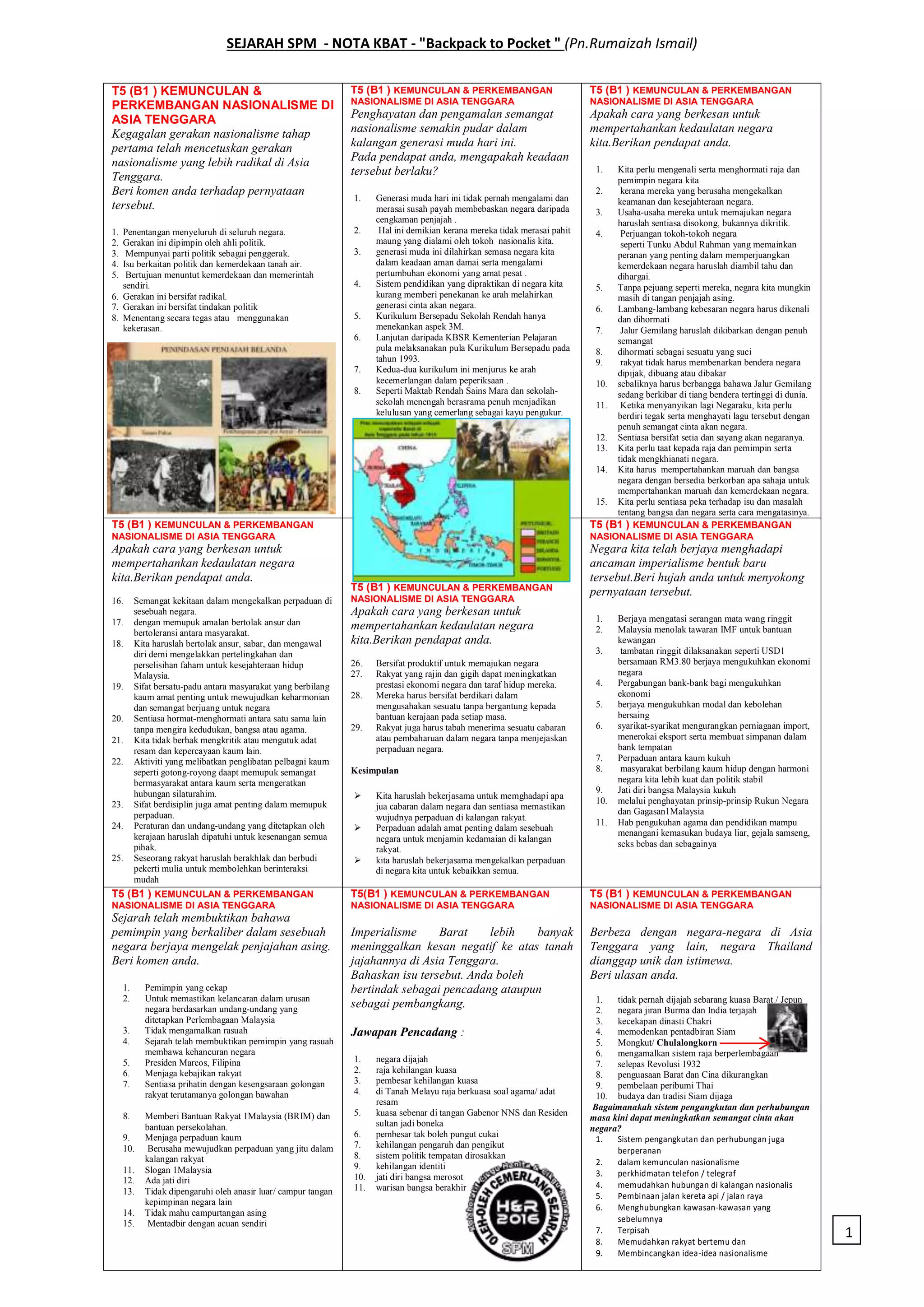 T5 Nota Poket KBAT SEJ SPM | PDF
