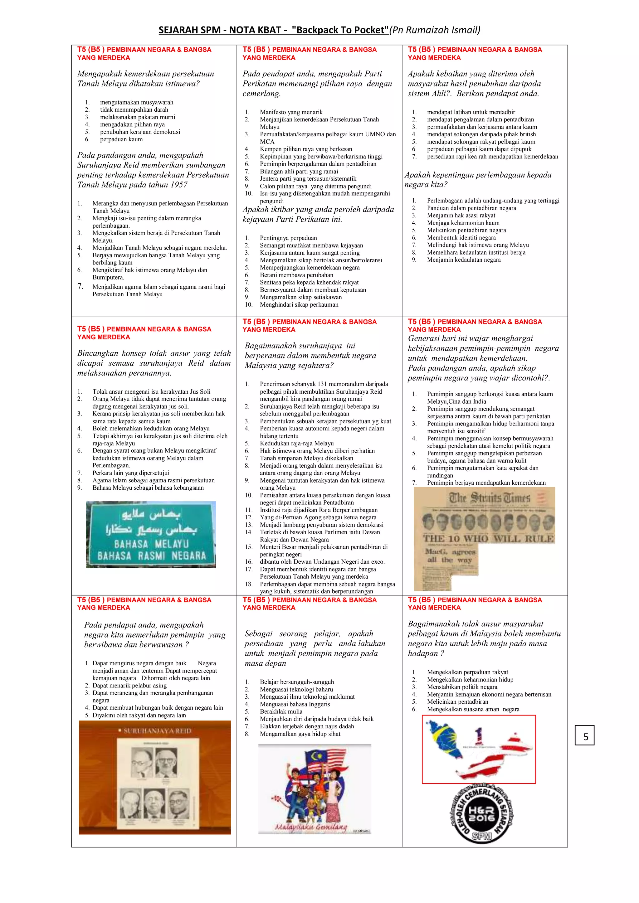 T5 Nota Poket KBAT SEJ SPM | PDF