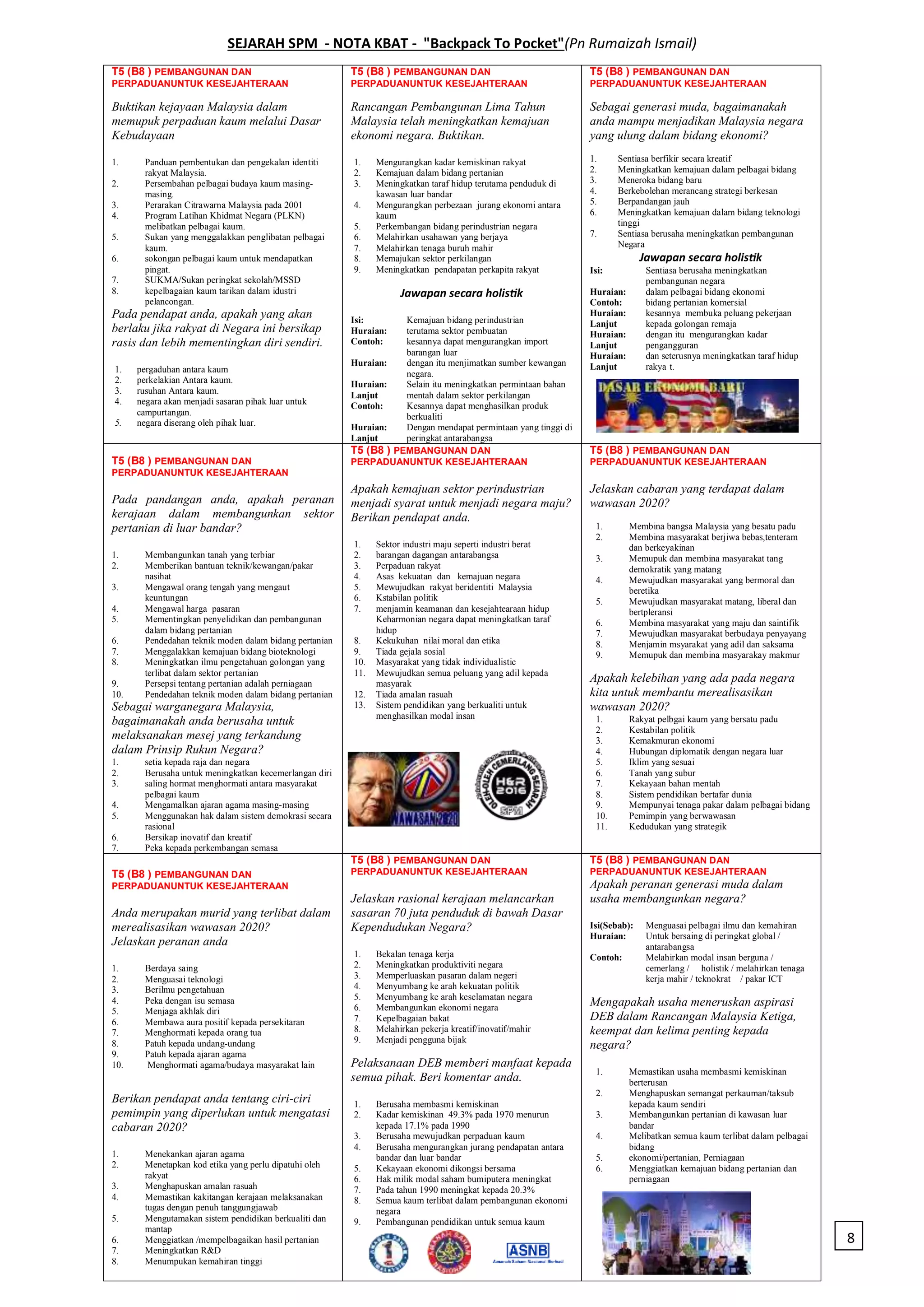 T5 Nota Poket KBAT SEJ SPM | PDF