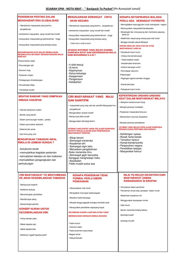 T5 Nota Poket KBAT SEJ SPM | PDF