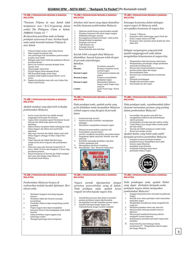 T5 Nota Poket KBAT SEJ SPM | PDF
