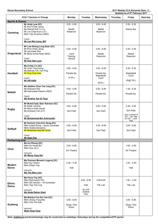 (2017 term 1) cca weekly schedule v3 | PDF