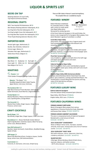 2017 winter update.petersons liquor spirits menu | PDF | Bars ...