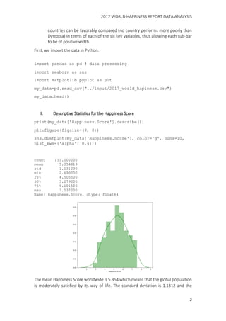 2017 World Happiness Report Data Analysis | PDF
