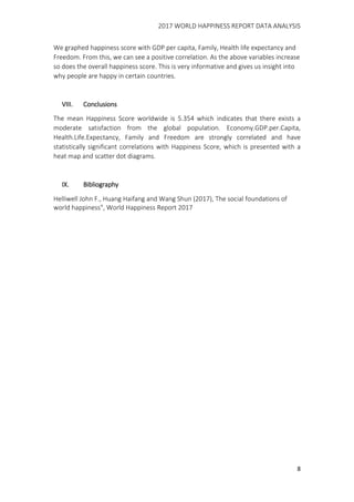 2017 World Happiness Report Data Analysis | PDF