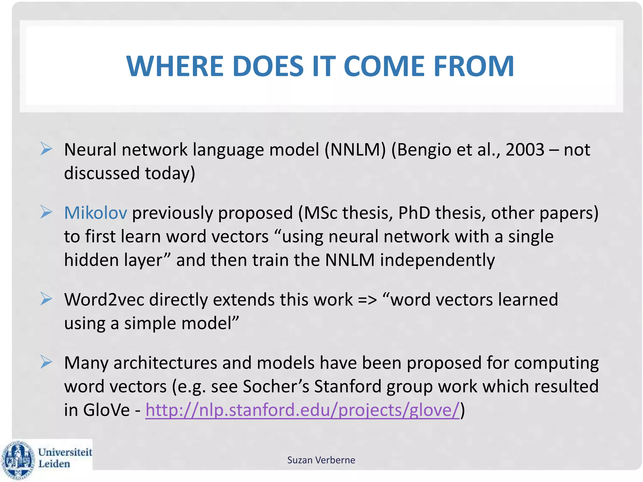 Tutorial on word2vec | PPT