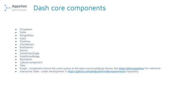 Tech Talk - Overview of Dash framework for building dashboards | PPT