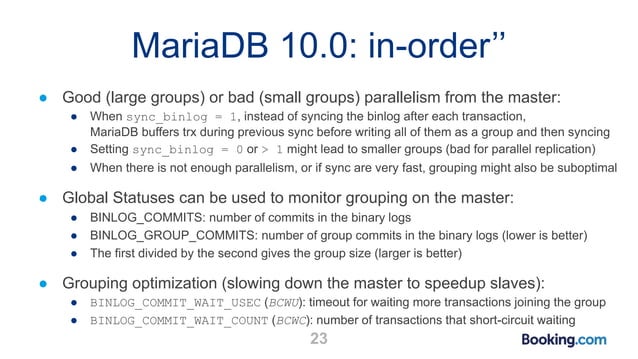 The Full MySQL and MariaDB Parallel Replication Tutorial | PPT