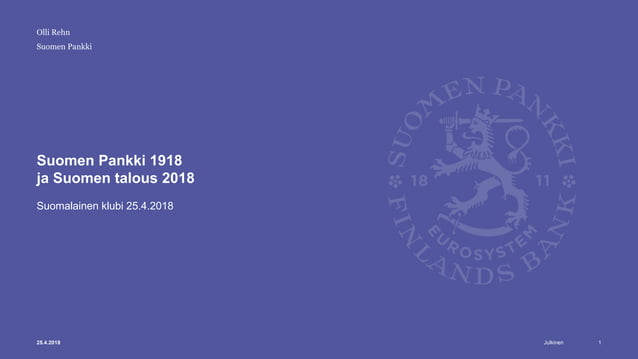 Suomen Pankki 1918 ja Suomen talous 2018 | PPT