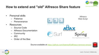 How to extend (properly) and old Alfresco Share feature | PPTX