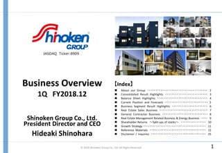 Shinoken investor presentation 2018 | PDF