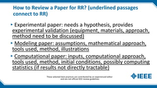 Reproducible Research and Best Practices for Paper Review | PPT