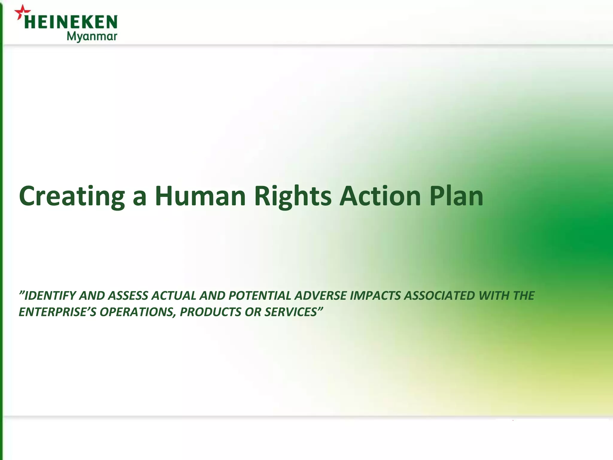 Creating a Human Rights Action Plan - Heineken Myanmar | PDF