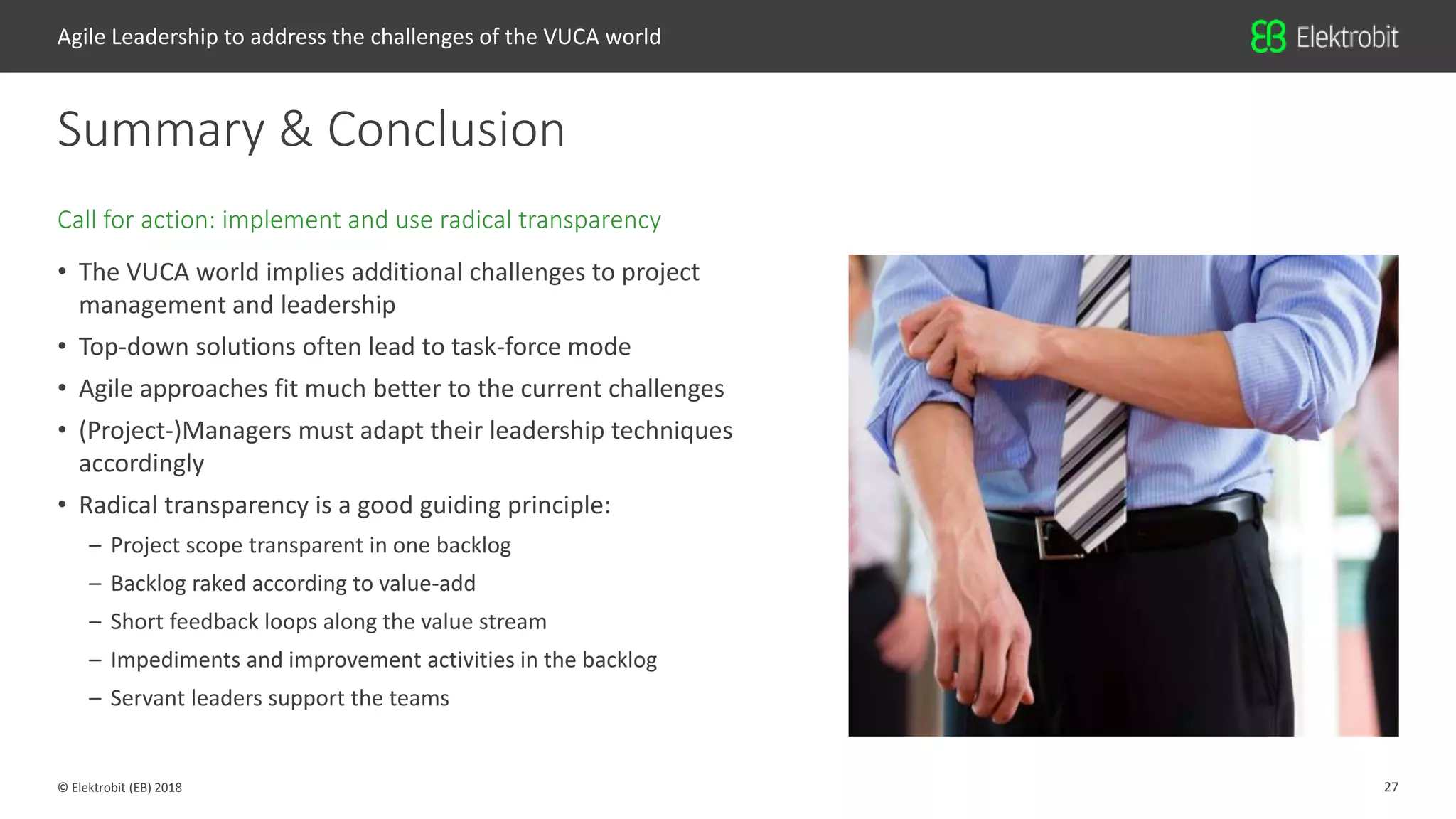 Agile leadership to address the challenges of the VUCA world | PPT