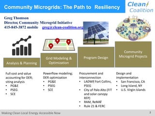 Analysis of Community Microgrids: The path to resilient and sustainable communities (1/25/18) | PPT