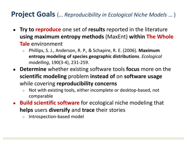 Dissecting Reproducibility: A case study with ecological niche models in the Whole Tale ...