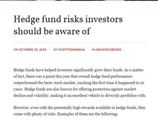 Hedge fund risks investors should be aware of | PPT