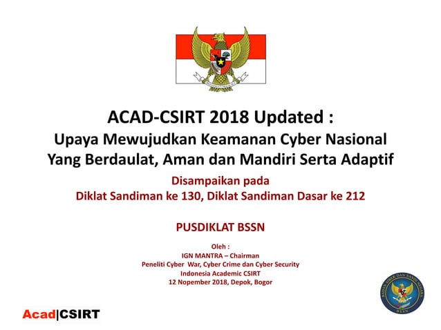 2018 11-12 acad-csirt updated cyber security pemda bssn | PDF