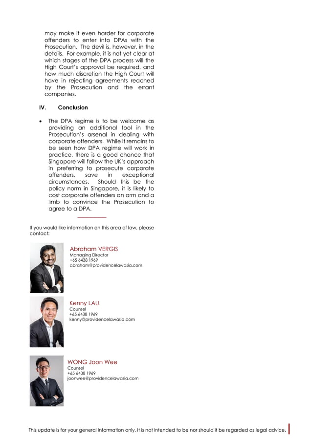 2018.02 Deferred prosecution agreements to be introduced in Singapore | PDF