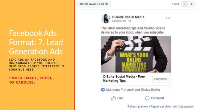11 Different Formats of Facebook Ads | PPT