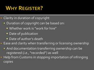 COPYRIGHT: Advantages of Registration | PPTX | Desktop Publishing ...