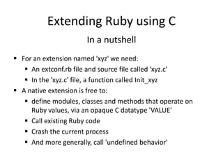 Writing a Gem with native extensions | PPTX | Programming Languages | Computing