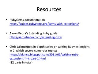 Writing a Gem with native extensions | PPTX | Programming Languages ...