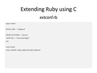 Writing a Gem with native extensions | PPTX | Programming Languages | Computing